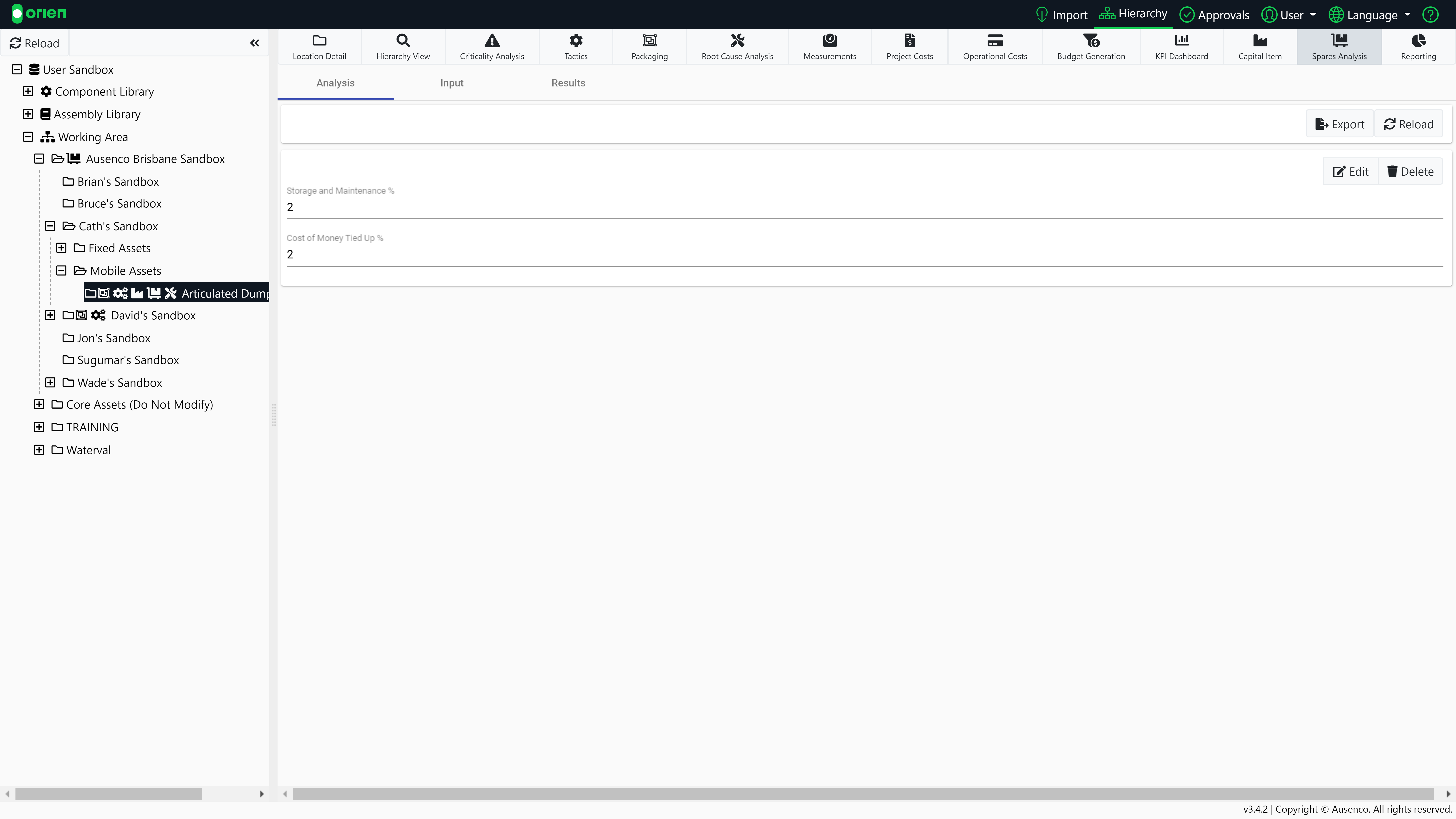 Spares Analysis – Orien Help Centre